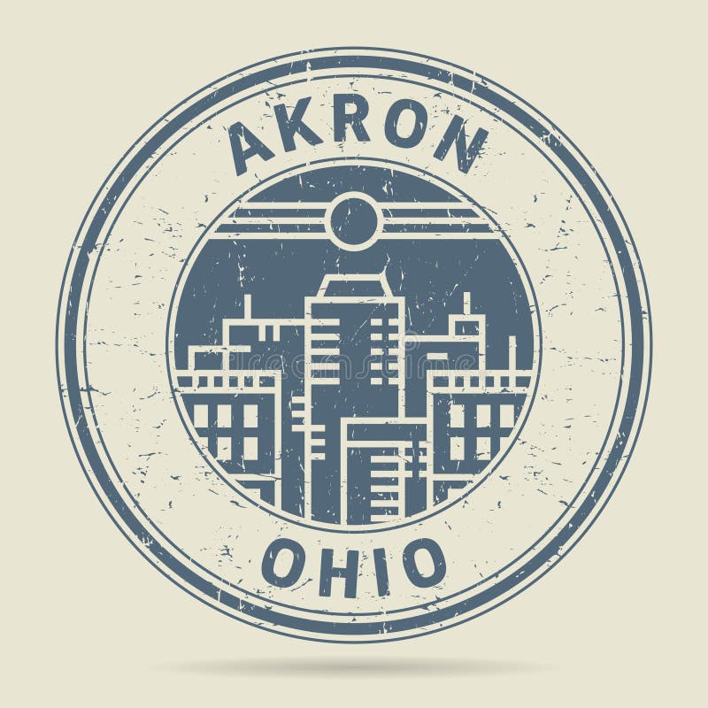 Grunge Rubber Stamp or Label with Text Akron, Ohio Stock Vector ...