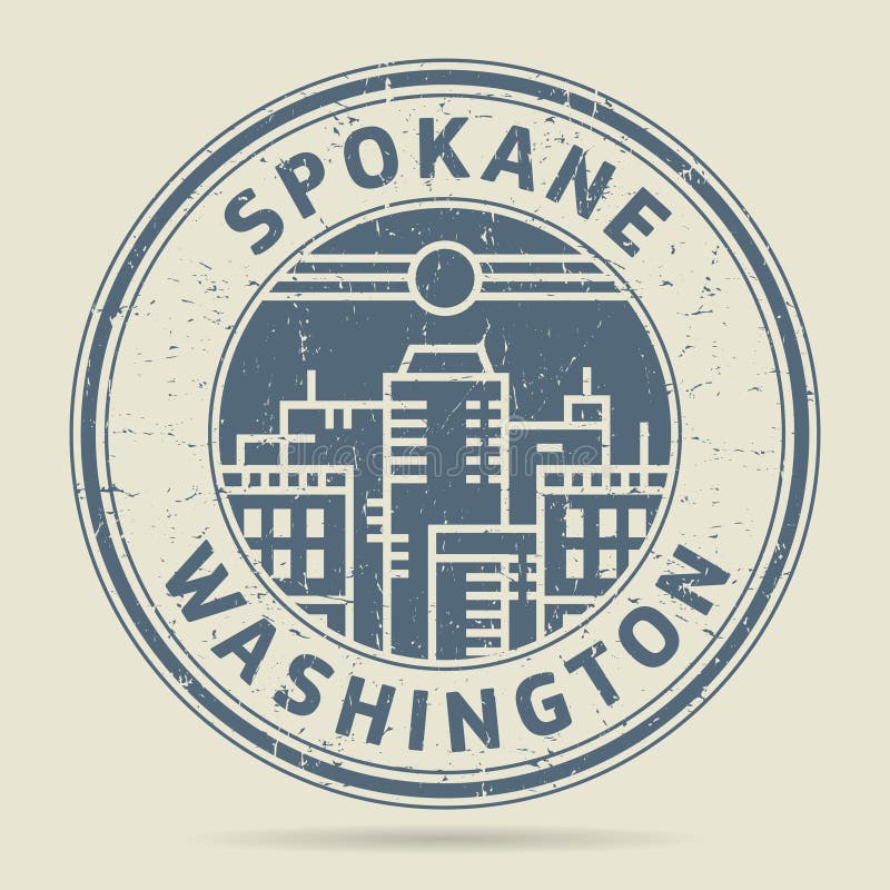 Spokane Washington City Map USA Labelled Black Illustration Stock ...