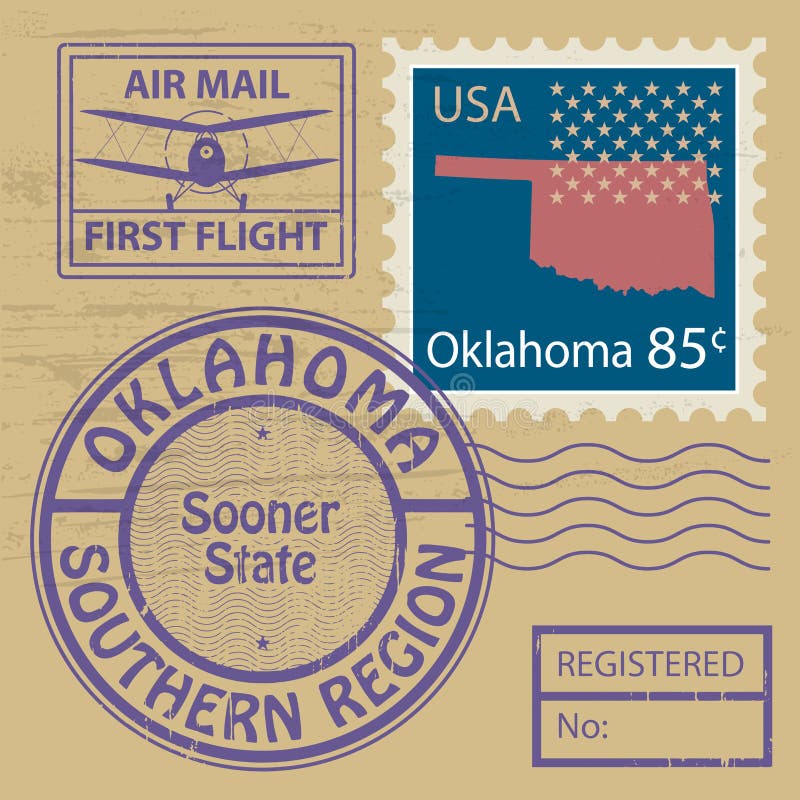 Stamp Set with Name of Oklahoma Stock Vector - Illustration of oval ...
