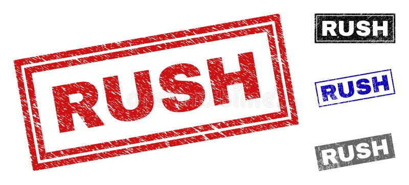 Grunge RUSH Scratched Rectangle Watermarks Stock Vector - Illustration ...