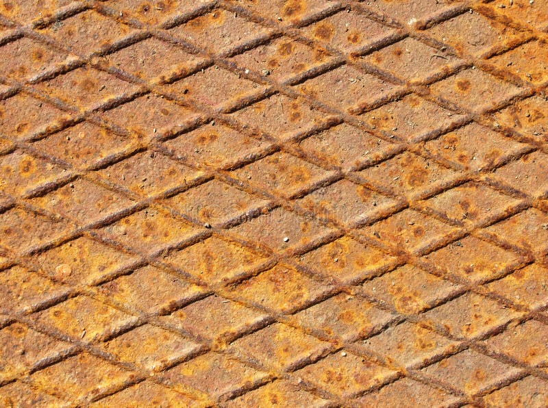 Grunge Rusted Drain Cover Background with Diamond Pattern. Oxidized ...