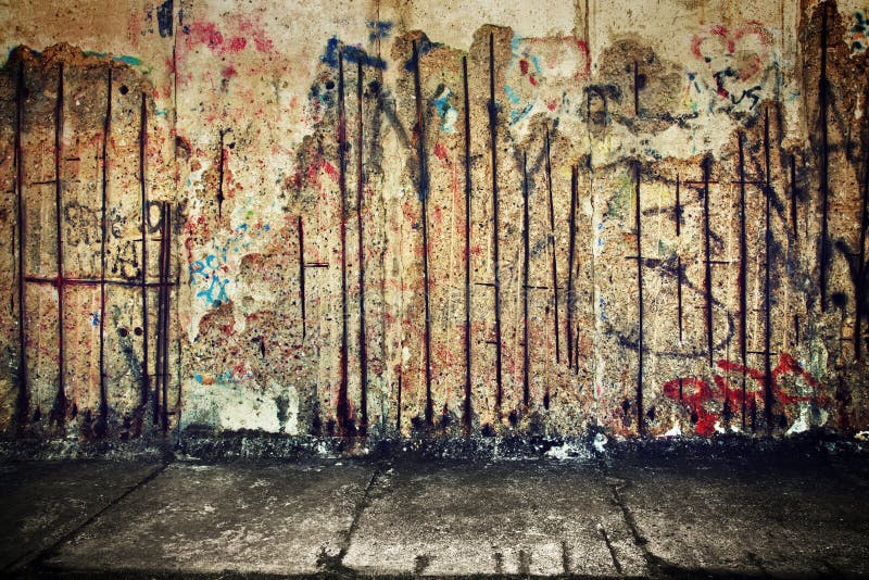Grunge, Rusty Concrete Wall with Random Graffiti Stock Image - Image of ...