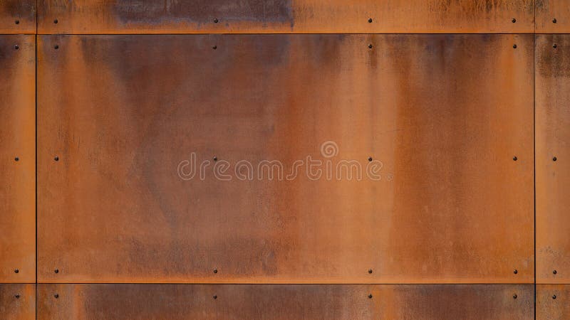 Grunge Rusty Corten Steel Facade Wall with Rivets, Rust Metal Texture ...