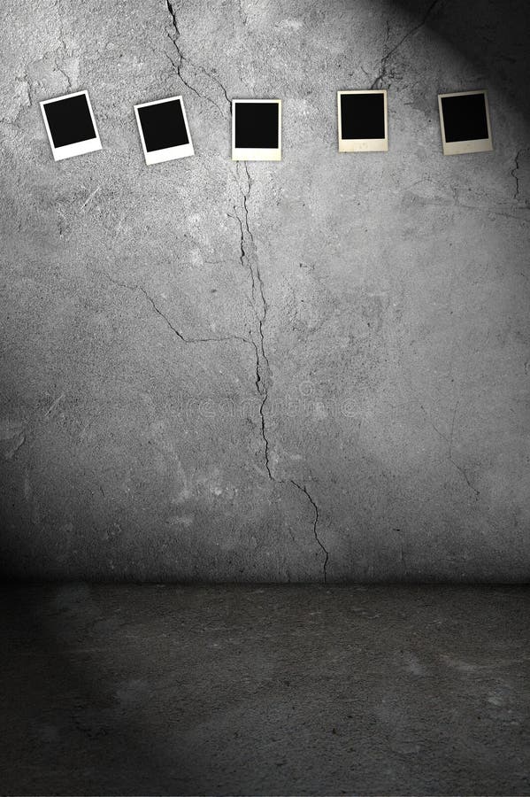 Rusty interior with photos stock photo. Image of concrete - 208732536