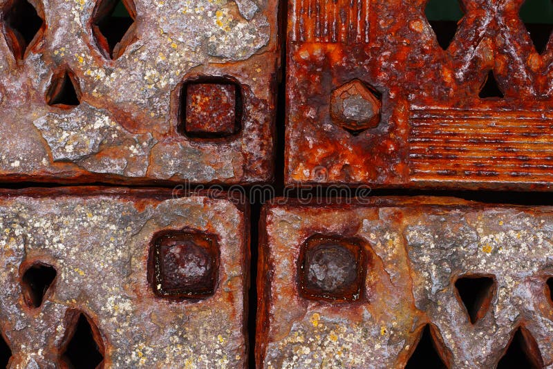 Grunge Rusty Metal Frames Four Corners with Rivets Stock Image - Image ...