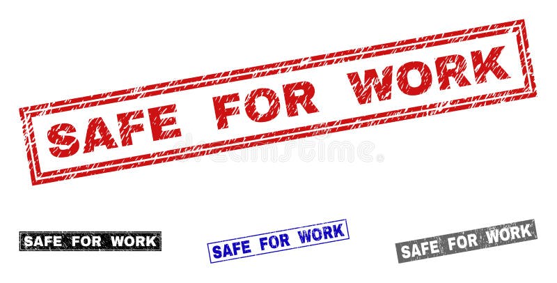 Grunge SAFE for WORK Textured Rectangle Stamps Stock Vector ...