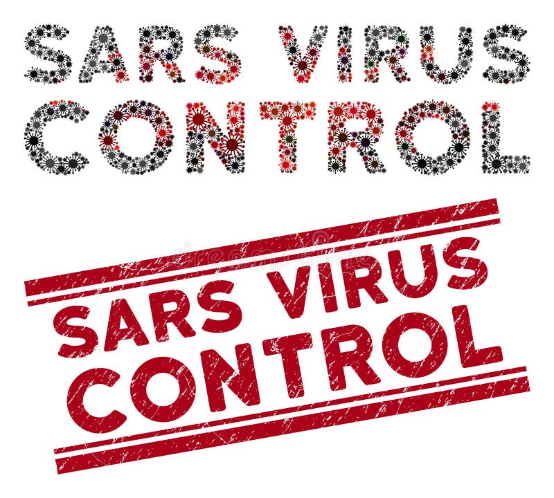 Grunge Sars Virus Control Red Stamp and Coronavirus Mosaic Text Stock ...