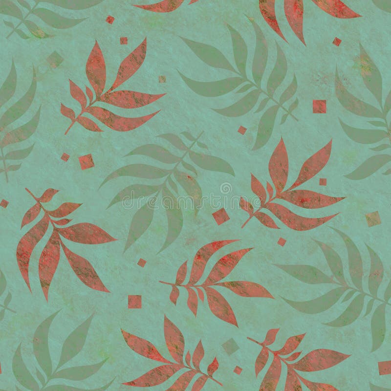 Grunge Seamless Background with Leaves. Seamless Pattern for Packaging ...