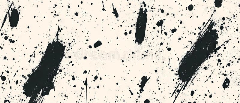 Grunge Seamless Black Ink Pattern with Textured Splashes on White ...