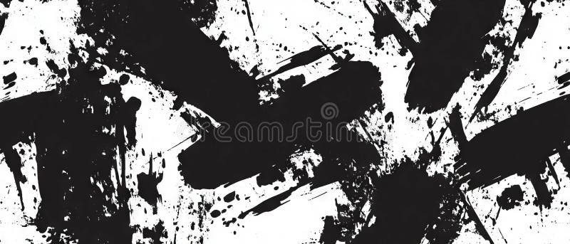 Grunge Seamless Negative Space Pattern Featuring Black Ink on White ...