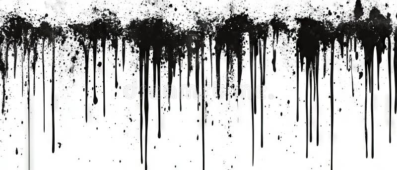 Grunge Seamless Pattern Featuring Dripping Black Ink on a White ...