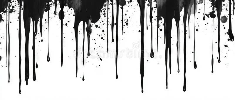Grunge Seamless Pattern Featuring Dripping Black Ink on White ...