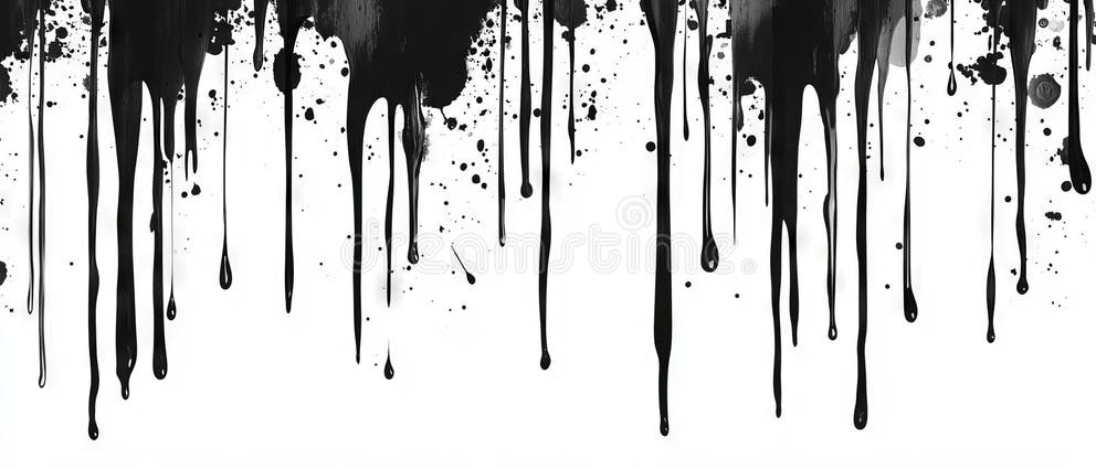Grunge Seamless Pattern Featuring Dripping Black Ink on White ...