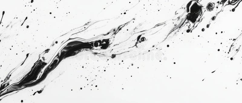 Grunge Seamless Pattern Featuring Wet Black Ink Textures on a White ...