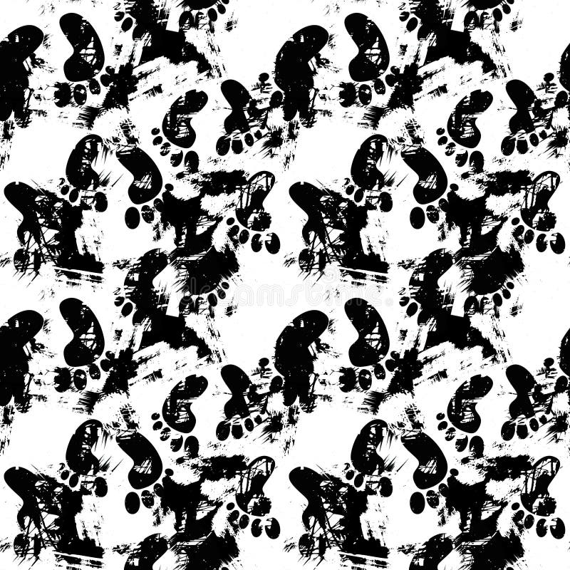 Grunge Seamless Pattern with Human Footprints. Vector Stock Vector ...