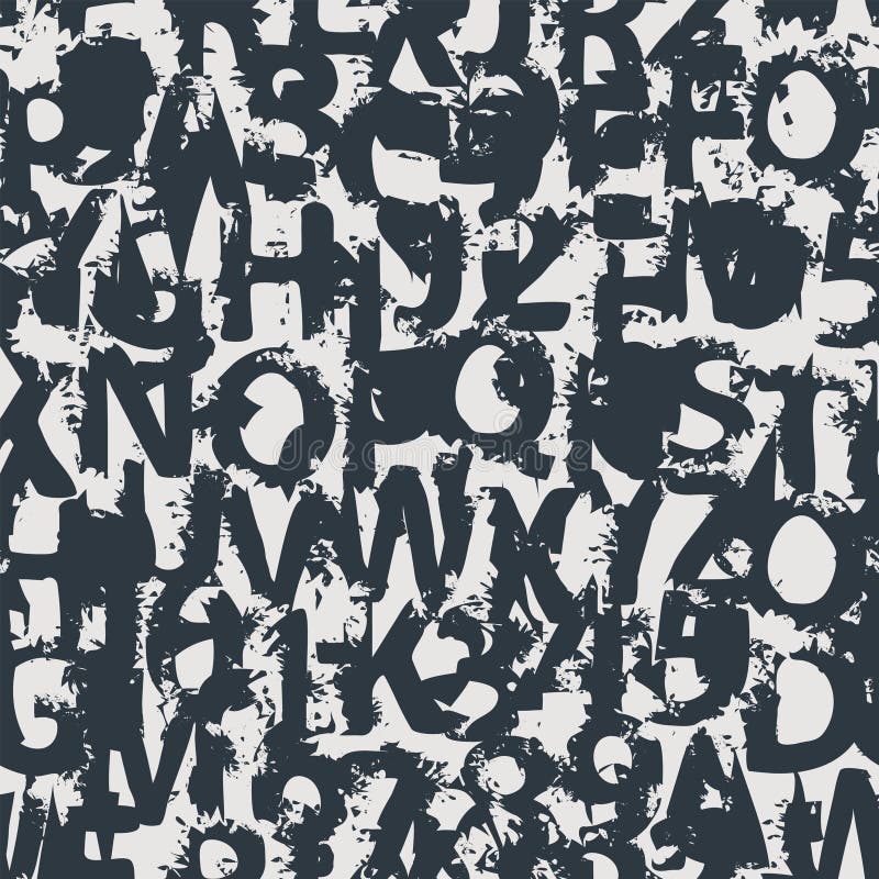 Grunge Seamless Pattern with Latin Letters Stock Illustration ...