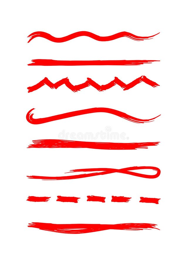 Grunge Set of Drawn by Hand Underscores. Vector Illustration. Stock ...