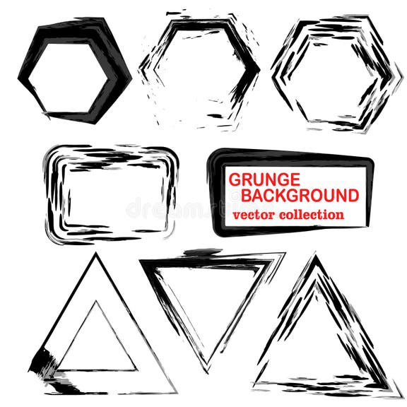 Grunge Shapes. Triangle, Square,hexagon. Set of Hand Drawn , Design ...