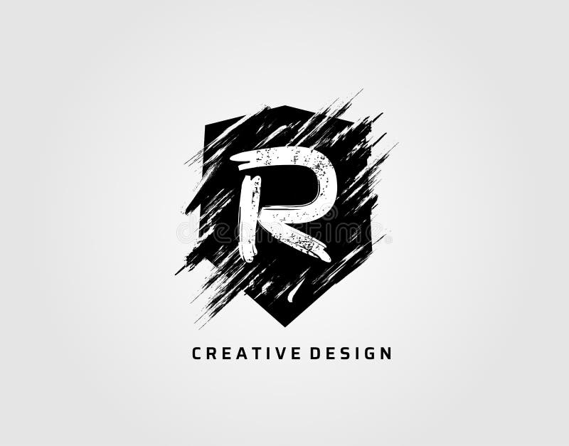 Grunge Shield Icon with Letter R. Rustic Shield Logo Stock Illustration ...