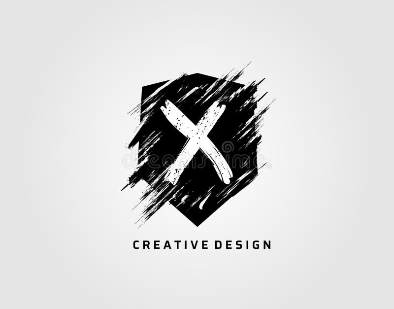 Grunge Shield Icon with Letter X. Rustic Shield Logo Stock Illustration ...