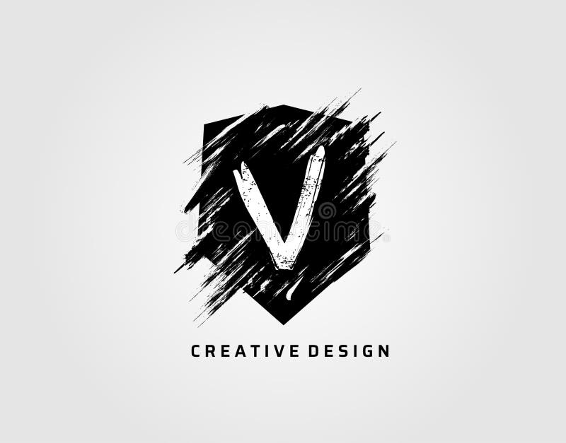 Grunge Shield Icon with Letter V. Rustic Shield Logo Stock Illustration ...