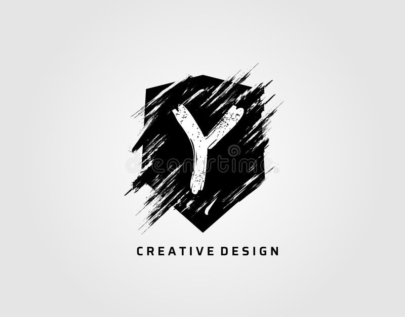 Grunge Shield Icon with Letter Y. Rustic Shield Logo Stock Illustration ...