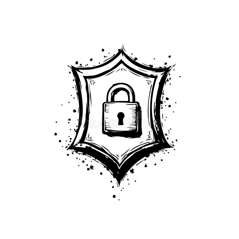 Grunge Shield with Padlock Icon Representing Security and Protection ...