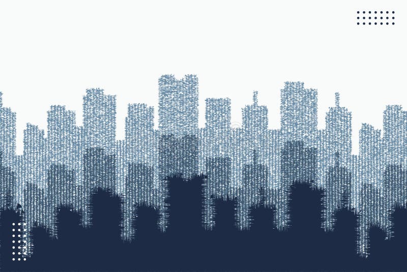 Grunge Silhouette City Skyline in Blue Texture Background Illustration Stock Vector ...