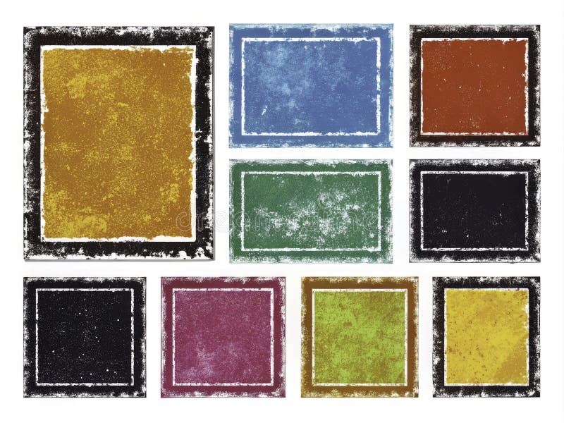 Grunge Silhouette Rectangular Frames Distressed Black Ripped Edges on ...