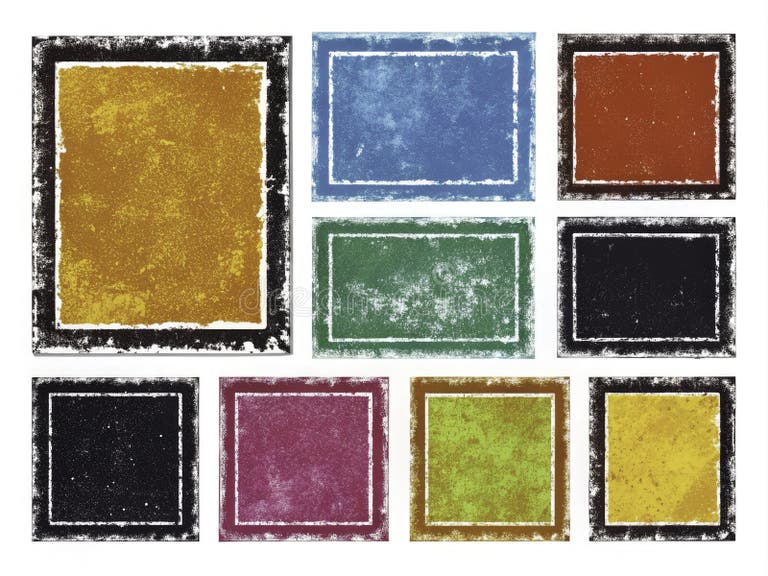 Grunge Silhouette Rectangular Frames Distressed Black Ripped Edges on ...