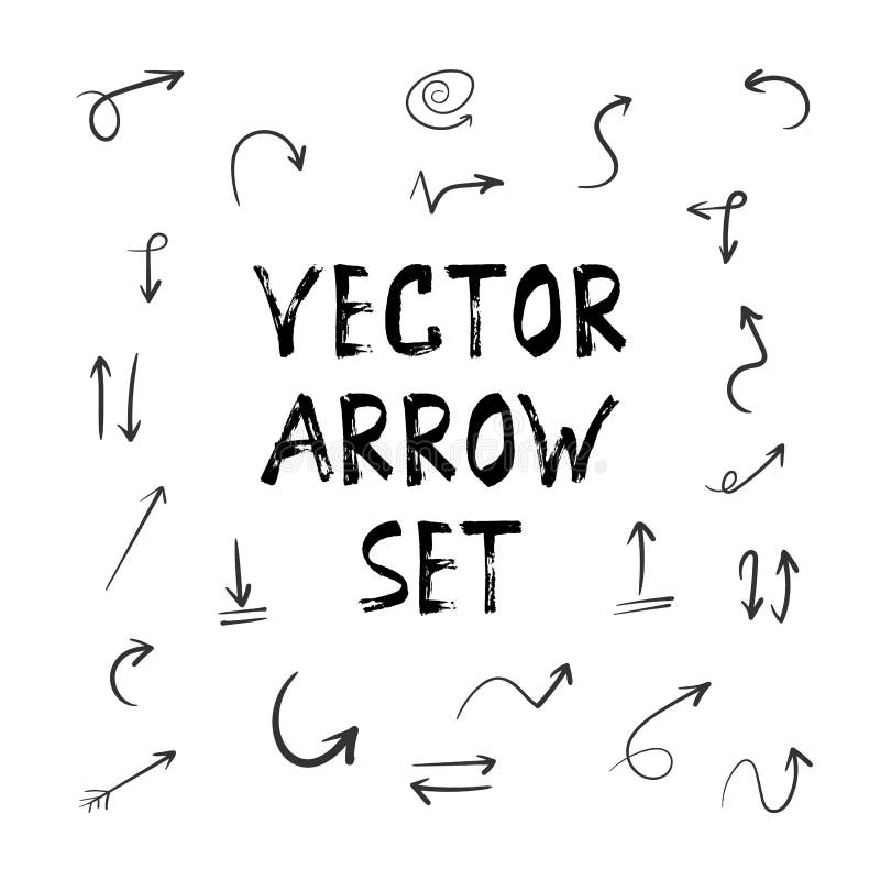 Grunge Sketch Handmade Watercolor Doodle Arrow Set Stock Vector Illustration Of Sign Pointer