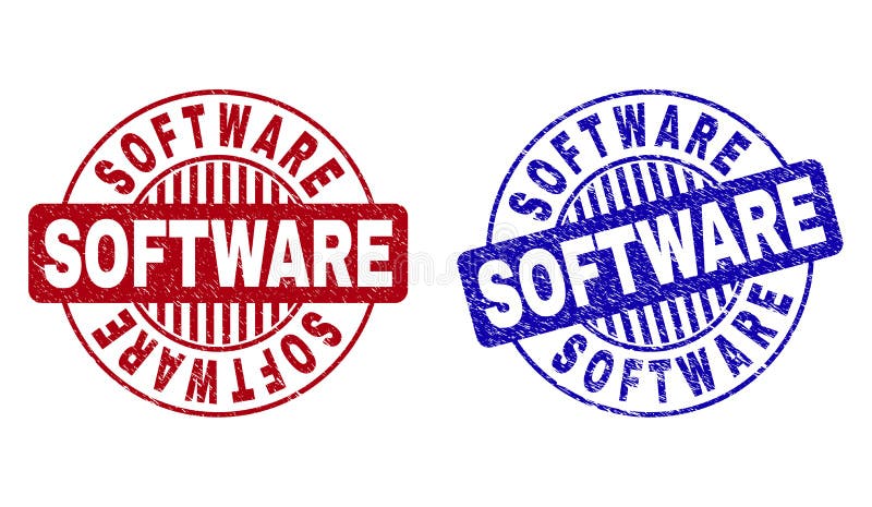 Grunge SOFTWARE Textured Round Stamp Seals Stock Vector - Illustration ...