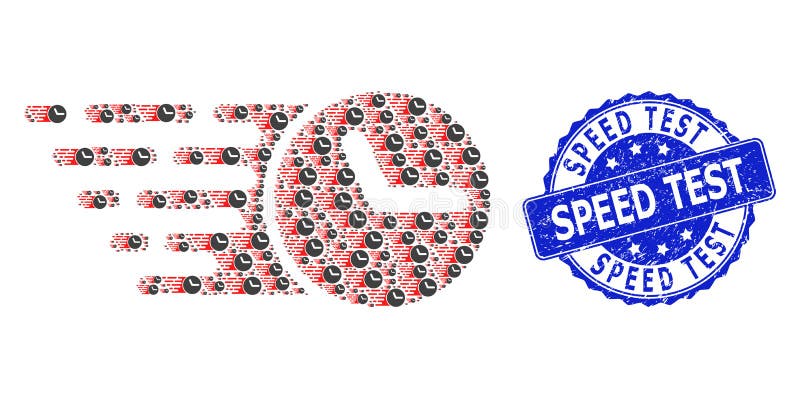 Grunge Speed Test Round Watermark and Recursion Clock Icon Collage ...