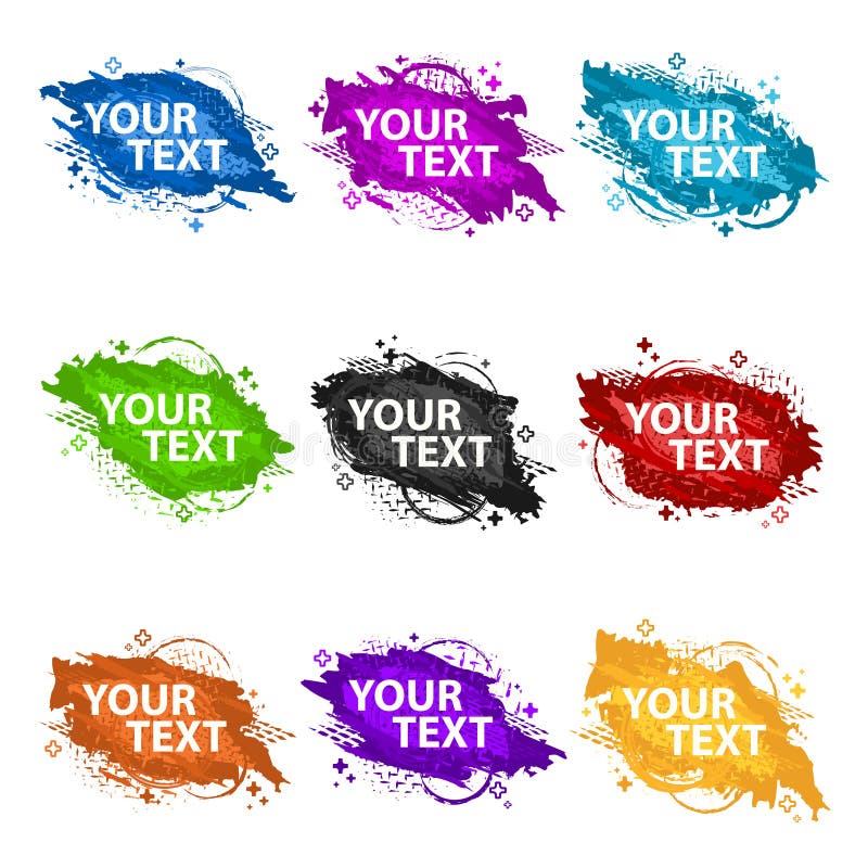 Set Grunge Splash Banner. Vector Splatter Labels with Space for Text ...