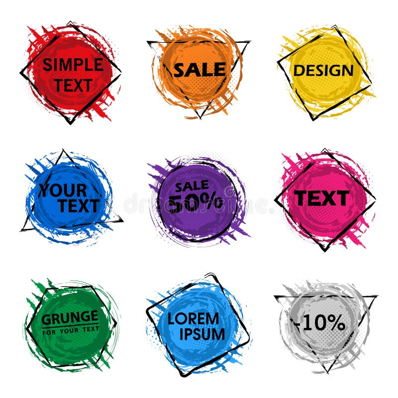 Set Grunge Splash Banner. Vector Splatter Labels with Space for Text ...