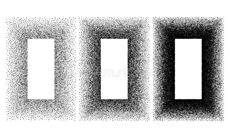 Grunge Spray Stencil Rectangle Frames. Gradient Ink Splatter Dots ...