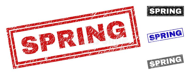 Grunge SPRING Scratched Rectangle Watermarks Stock Vector ...