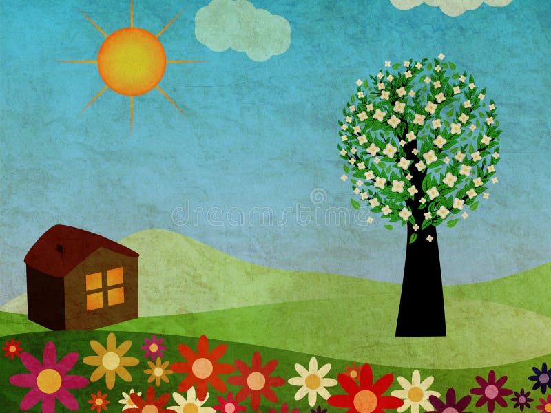 Springtime house stock illustration. Illustration of happy - 29685115