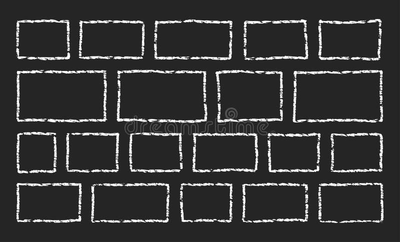 Rectangle Frame, Line Square Shape. Chalk Box, Brush Vector Border ...