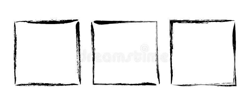 Grunge Square Frame Set. Different Paint Brush Border Collection Stock ...