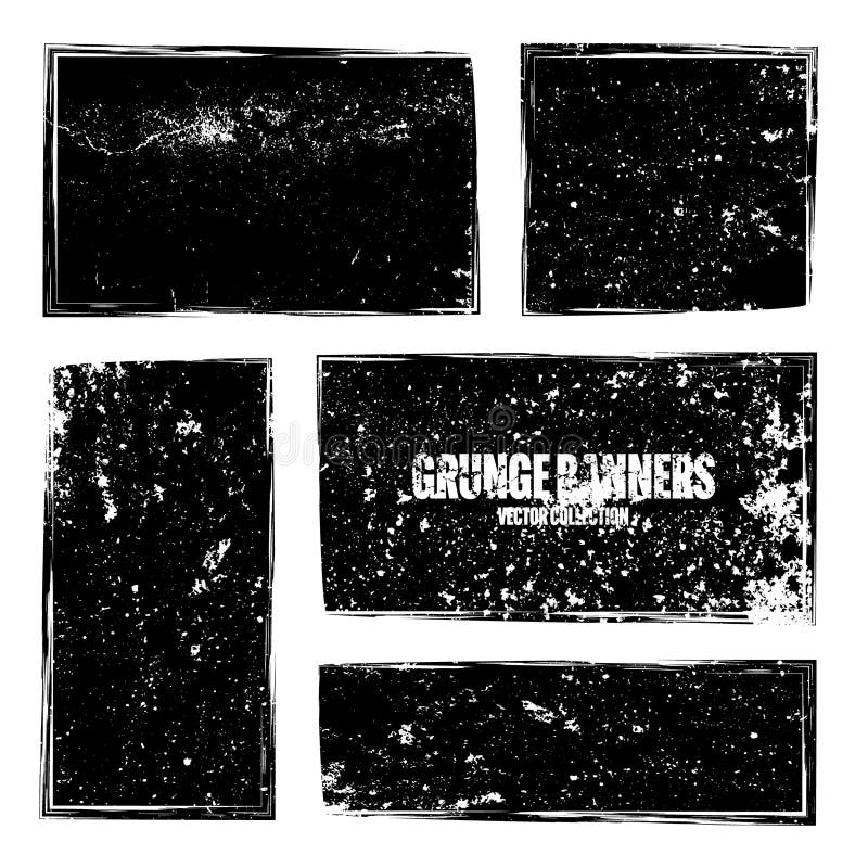 Grunge Square Frames, Banners with Stains and Scratches. Brush Stroke ...