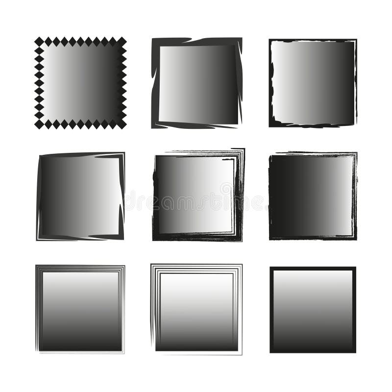 Grunge Square Frames. Black Gradient Set. Abstract Vector Shapes Stock ... Grunge Square Frames. Black Gradient Set. Abstract Vector Shapes Stock ...