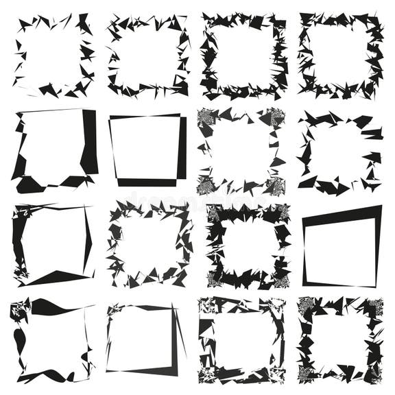 Grunge Square Frames. Distressed Border Icon. Rough Stamp Vector ...