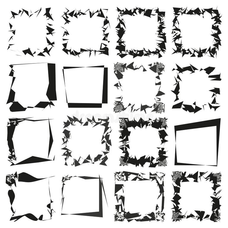 Grunge Square Frames. Distressed Border Icon. Rough Stamp Vector ...