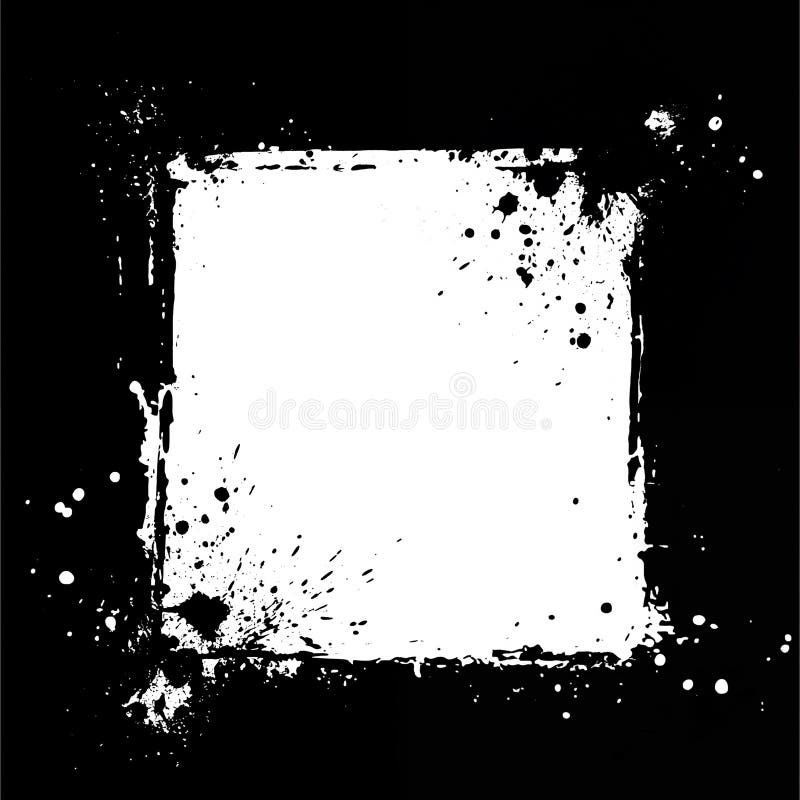 Grunge Square Splatter Frame. Splash Ink Border. Rectungle Text Box and ...