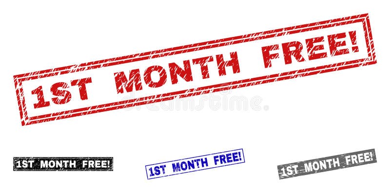 Grunge 1ST MONTH FREE! Textured Rectangle Watermarks Stock Vector ...