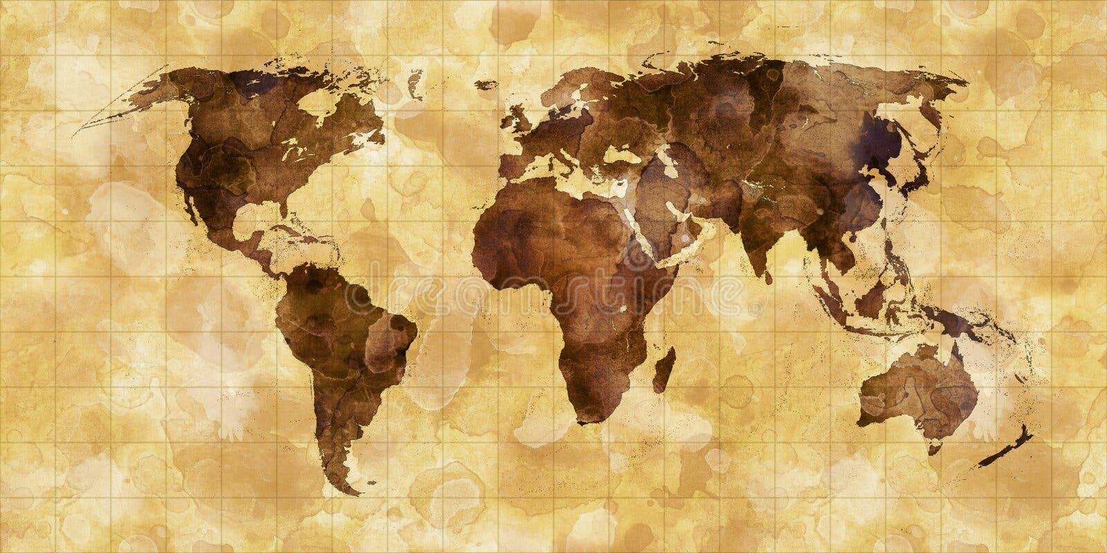 Old World Map Flat Vector Illustration. Ancient Parchment with ...