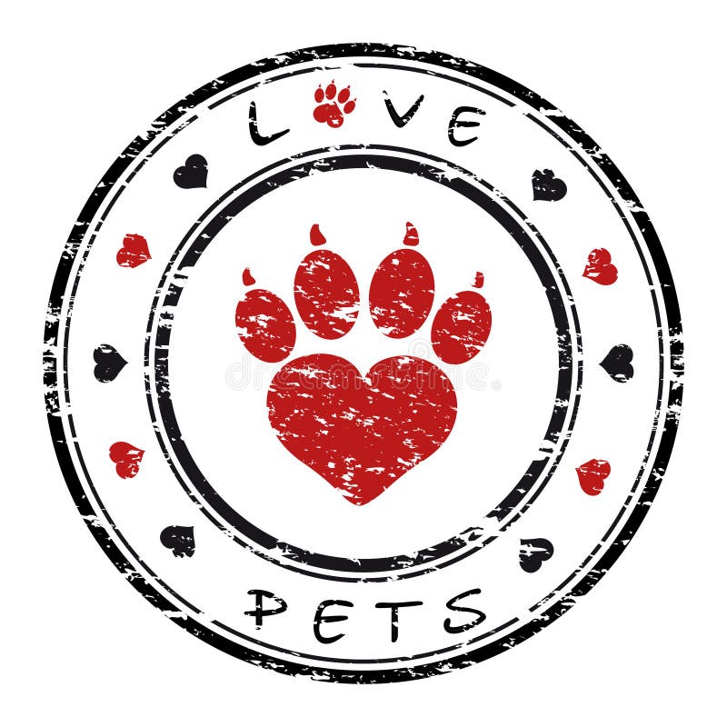 Grunge stamp with pet paw stock vector. Illustration of vector - 125854300