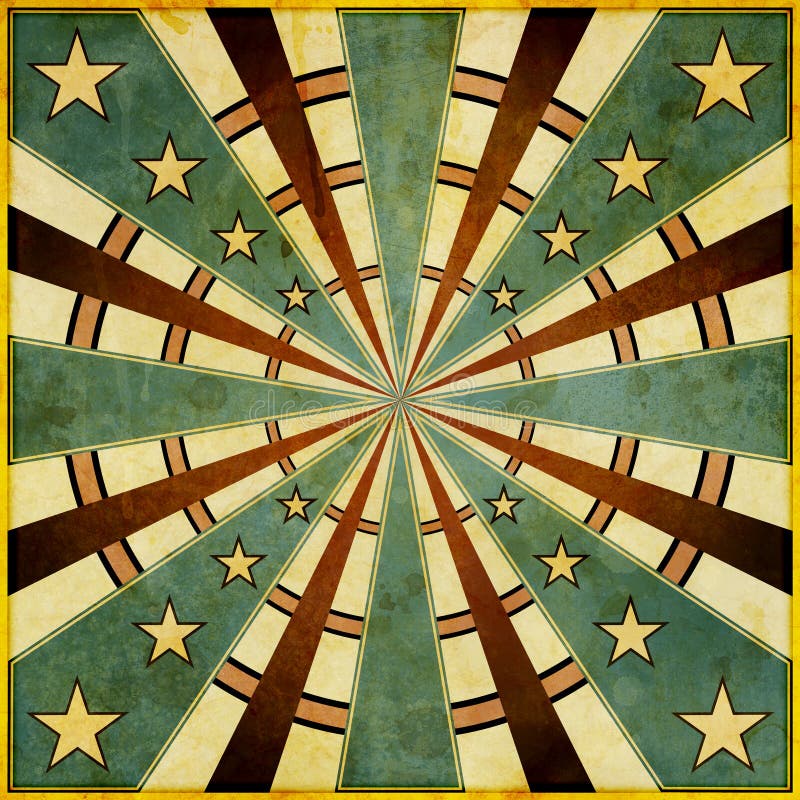 Grunge Stars and Rays Square Design Stock Illustration - Illustration ...