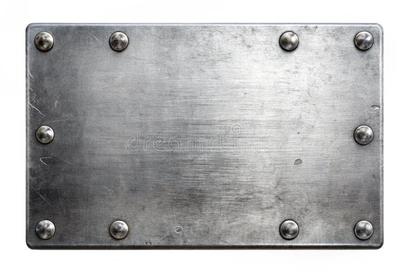 Grunge Steel Metal Plate with Rivets Isolated Stock Illustration ...